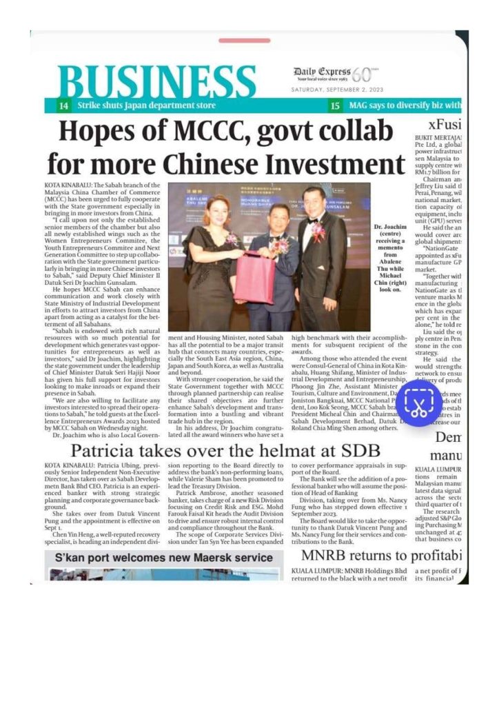 Daily Express (2nd Sep 2023) – Patricia takes over the helmat at SDB ...